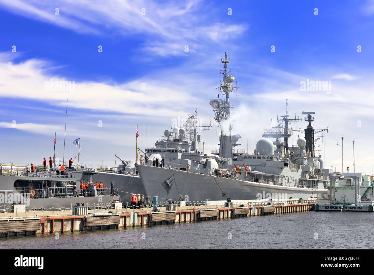 Flagship military ship in gulf Stock Photo - Alamy