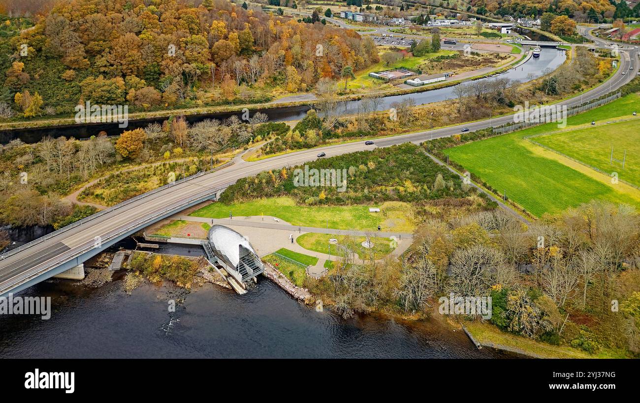 Hydro Ness hydroelectric generator on the banks River Ness Scotland ...