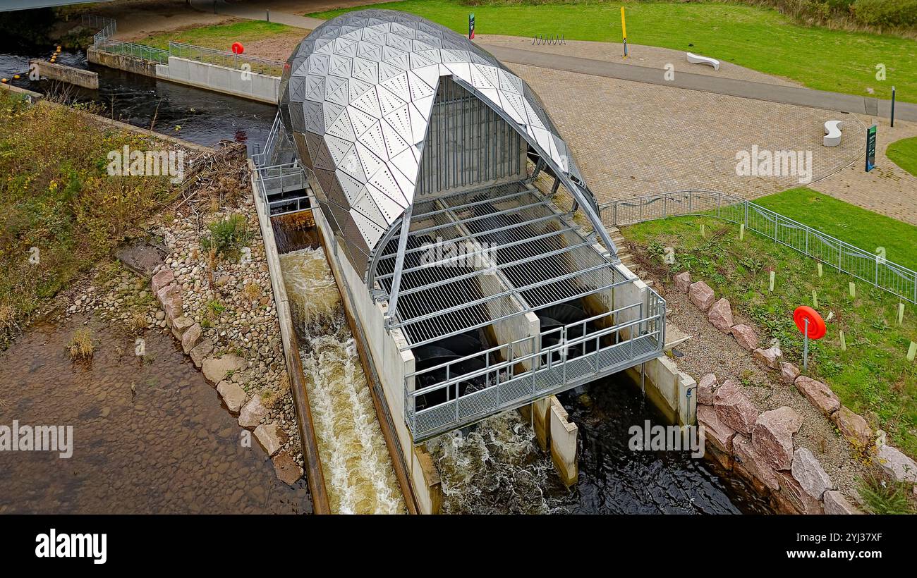 Hydro Ness hydroelectric generator on the banks River Ness Scotland ...