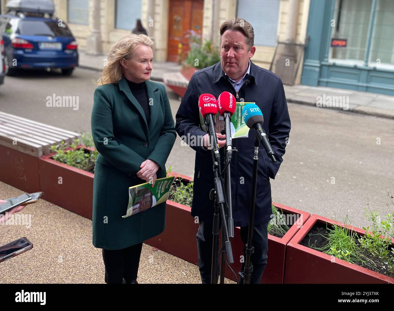 Housing Minister Darragh O'Brien and Senator Mary Fitzpatrick speak to ...