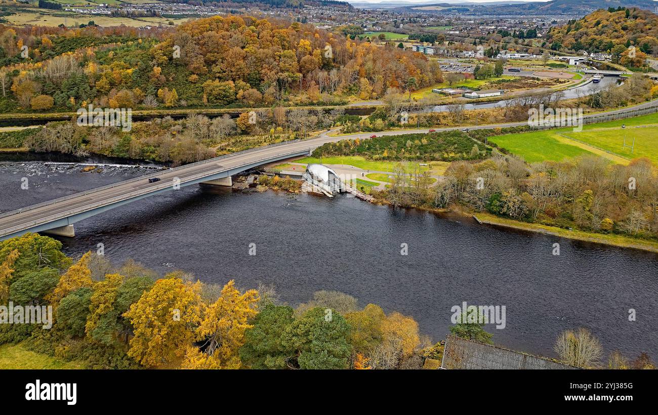 Hydro Ness silver hydroelectric generator on the banks River Ness ...