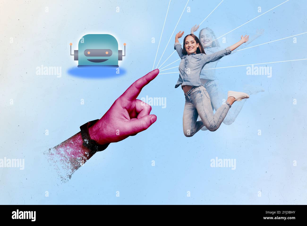 Composite trend artwork 3D sketch image collage of ai app artificial ...