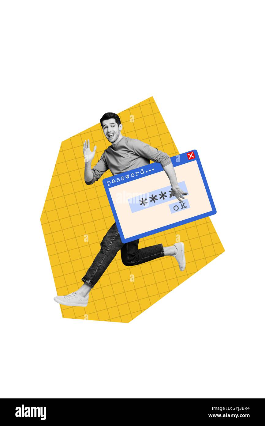 Composite trend artwork 3D sketch image photo collage of password lock ...