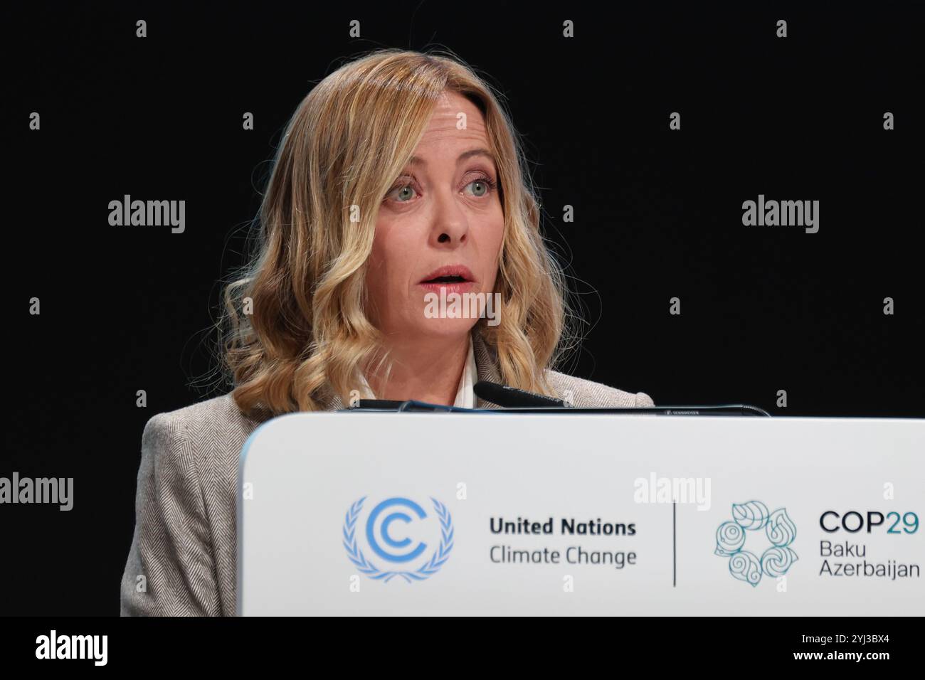 Baku, Azerbaijan, November 13, 2024. Giorgia Meloni, Prime Minister of ...