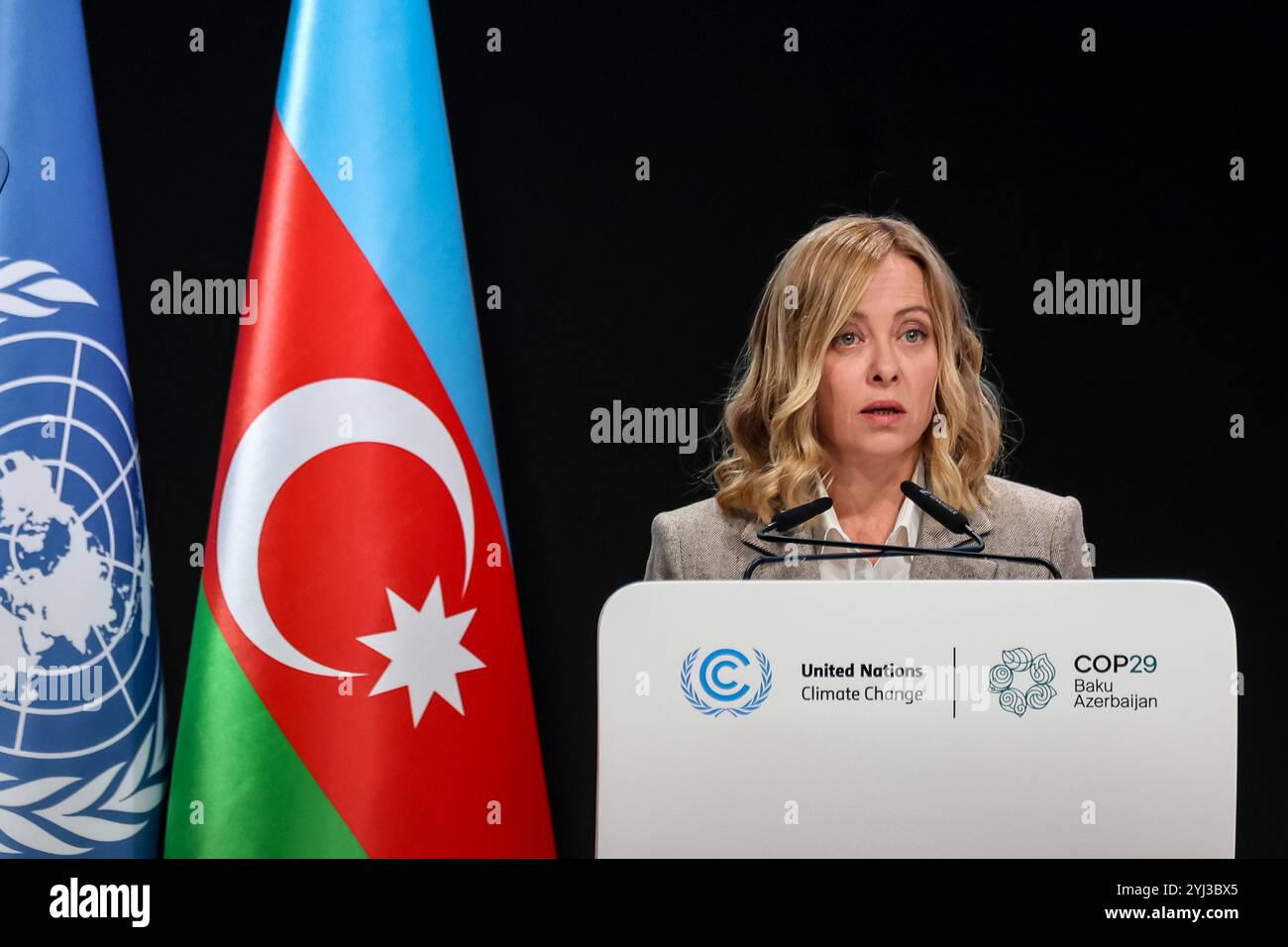Baku, Azerbaijan, November 13, 2024. Giorgia Meloni, Prime Minister of ...