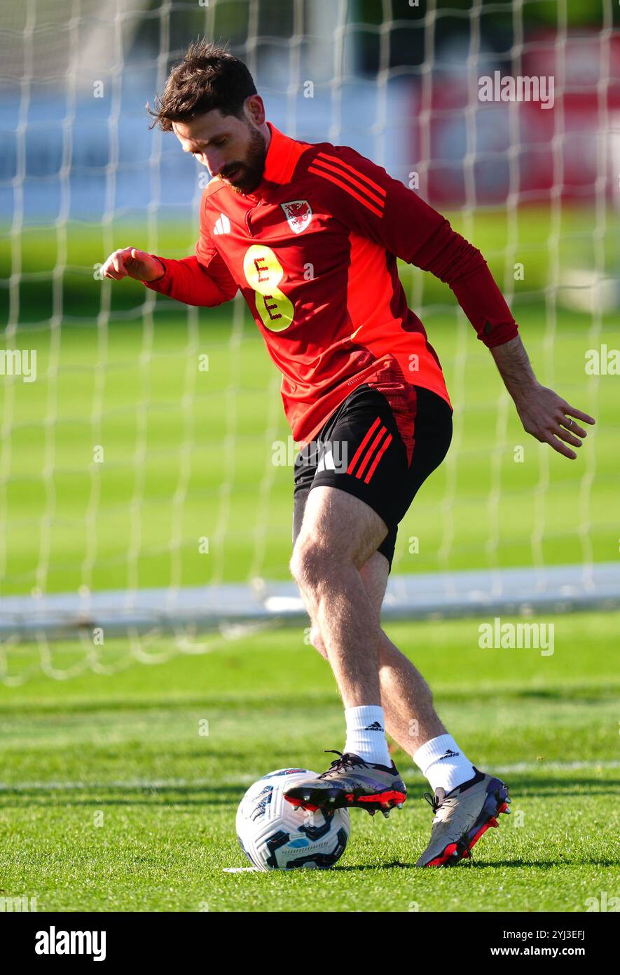 Wales' Joe Allen during a training session at the Vale Resort in Hensol ...