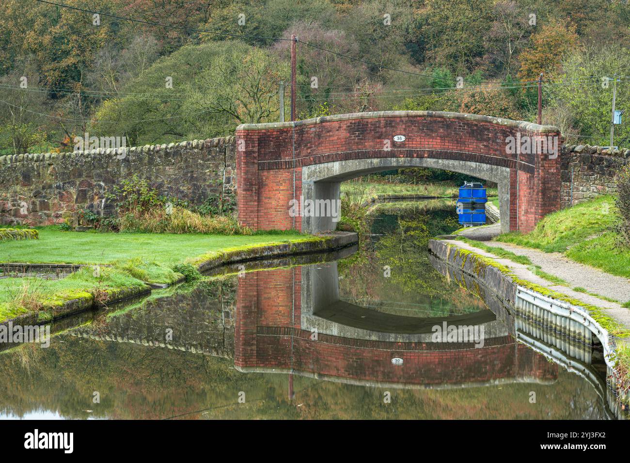 Autumn colours at bridge 38 on the Caldon canal inland waterway ...