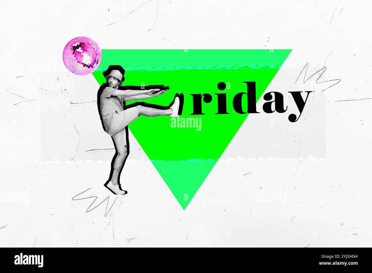 Full body collage of dancer craziest clubber guy boogie woogie friday ...