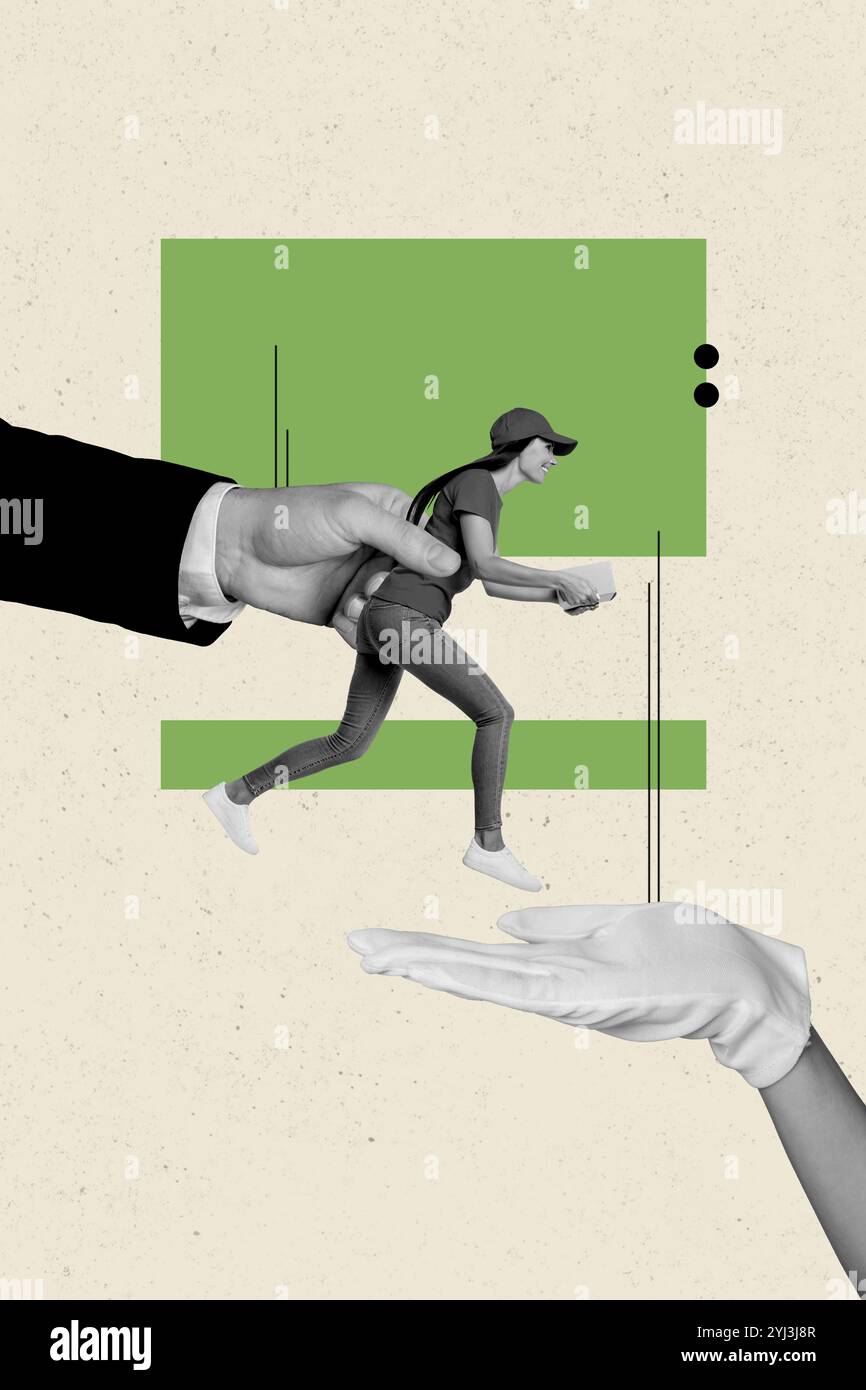 Composite trend artwork 3D sketch image photo collage of huge hand ...