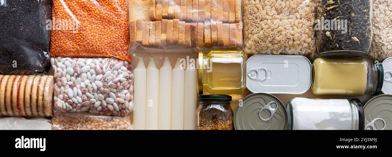 Home food supplies for quarantine and isolation, including canned food ...