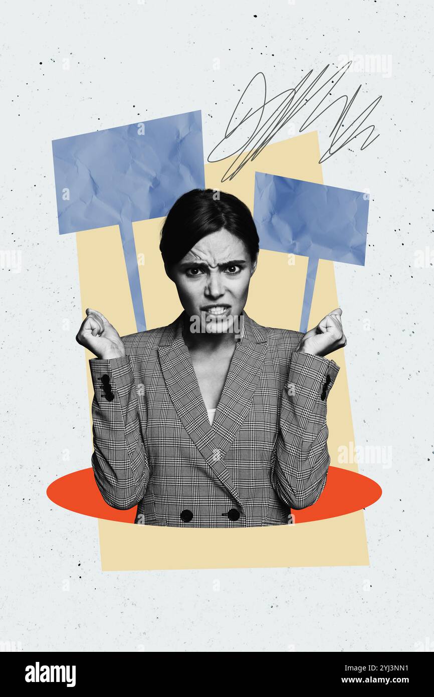 Composite trend artwork sketch image collage of confused face young ...