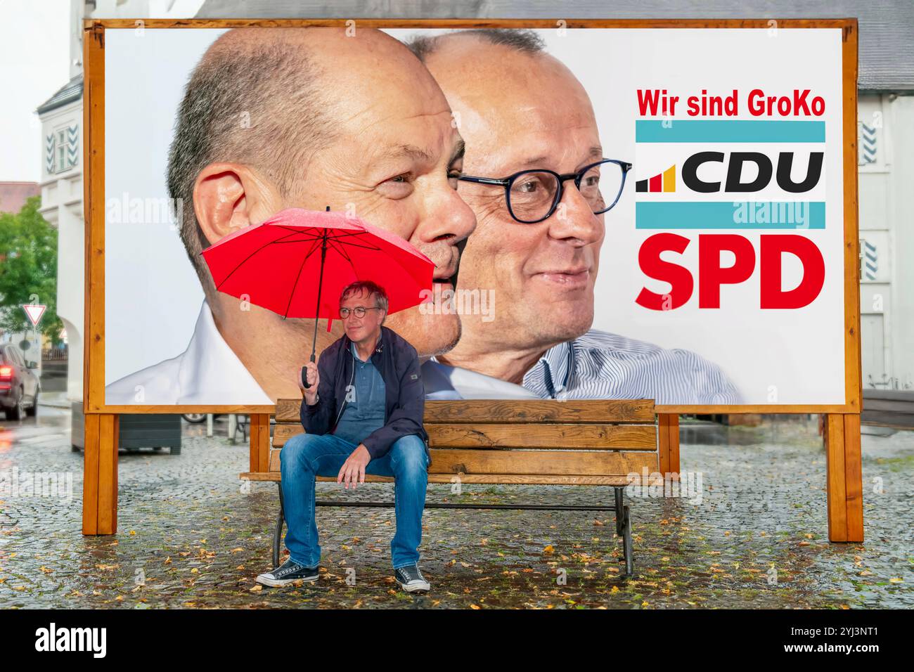 Wir sind GroKo, Satire Wahlplakat mit Bundeskanzler Olaf Scholz, SPD ...