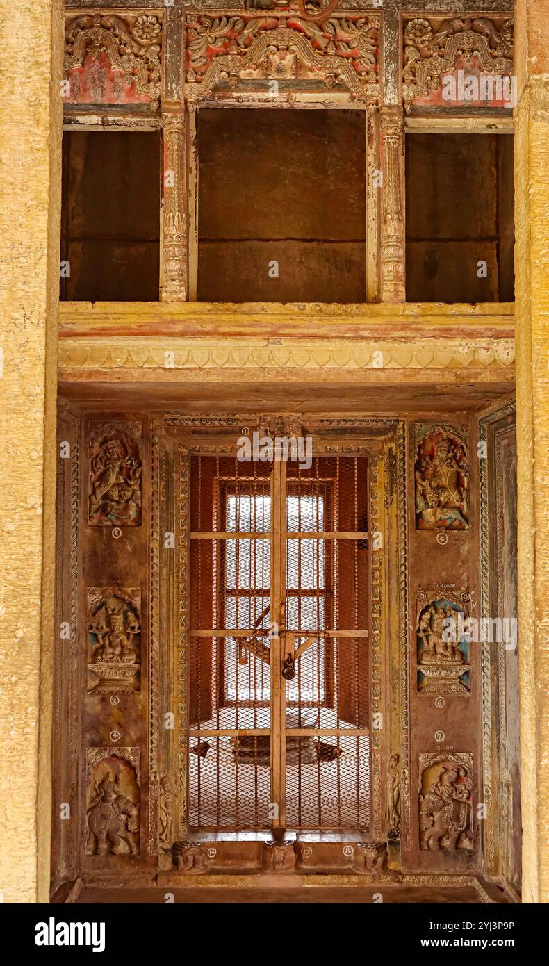 Carved sculpture of Goddess Durga on Ganesh Bagh Temple, located in ...