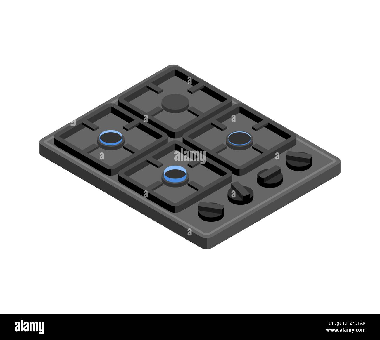 Gas hob isolated. Four-burner gas hob Stock Vector Image & Art - Alamy