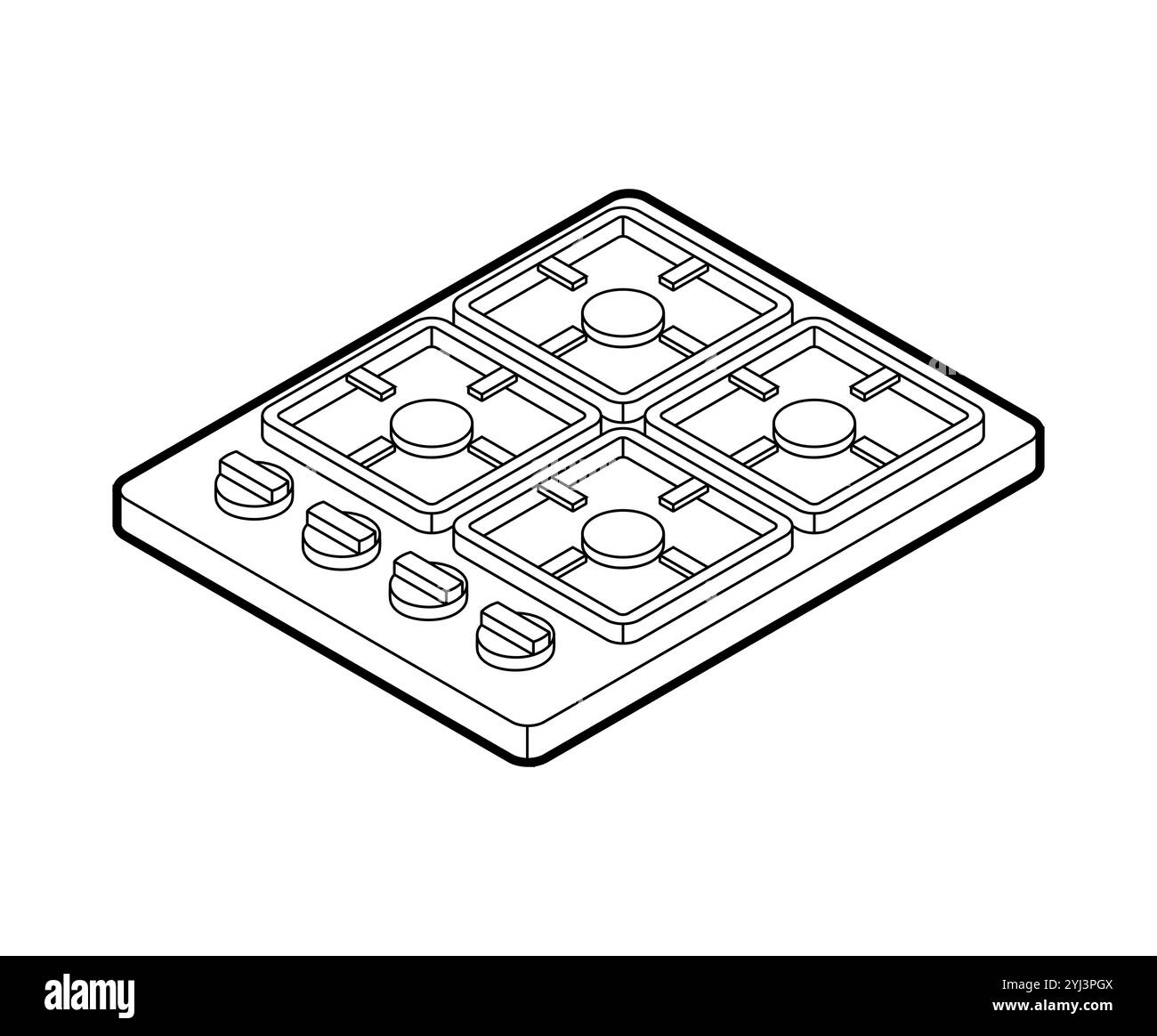 Gas hob isolated. Four-burner gas hob Stock Vector Image & Art - Alamy