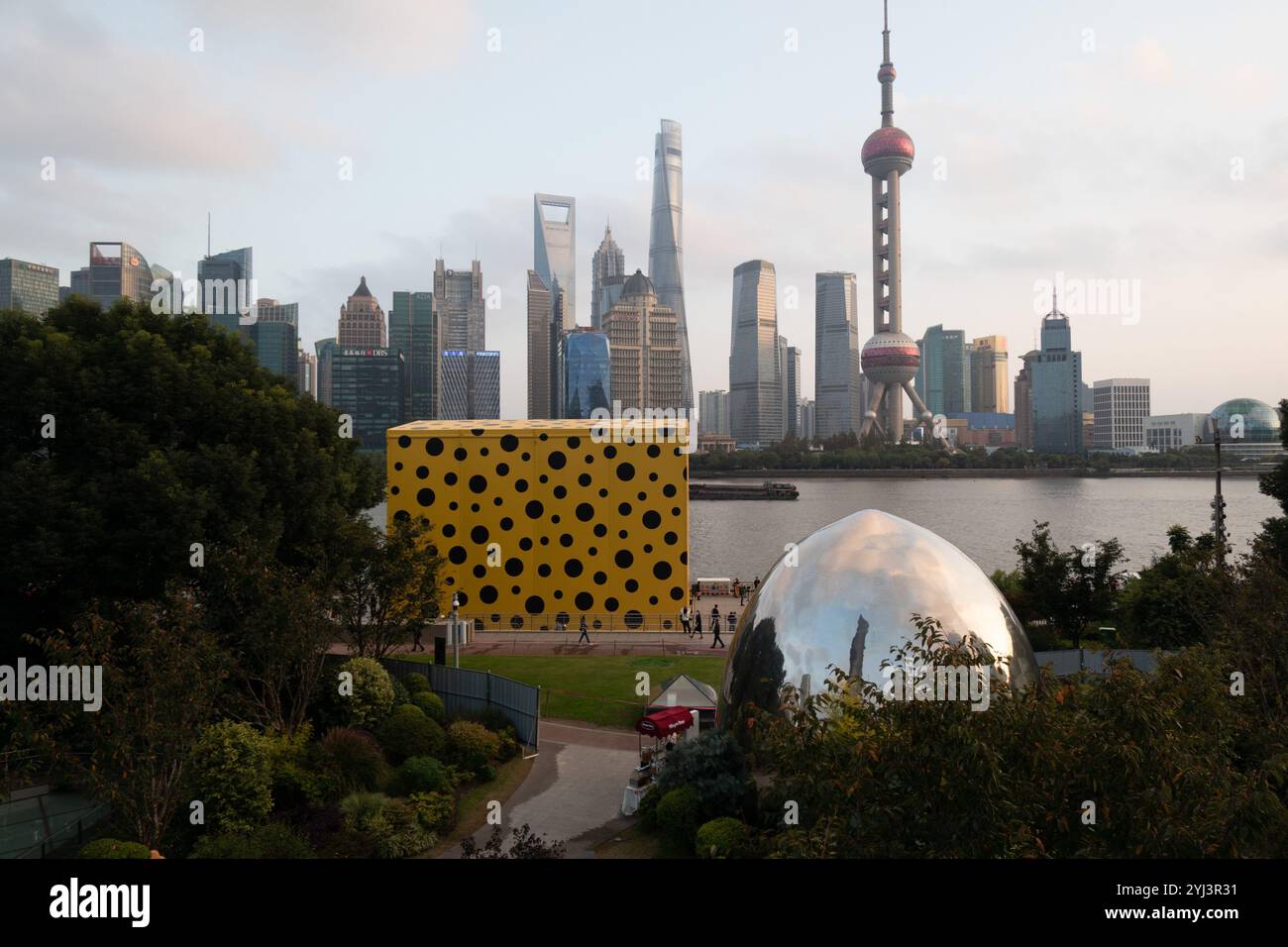 Yayoi Kusama's giant installation house is seen at the North Bund ...