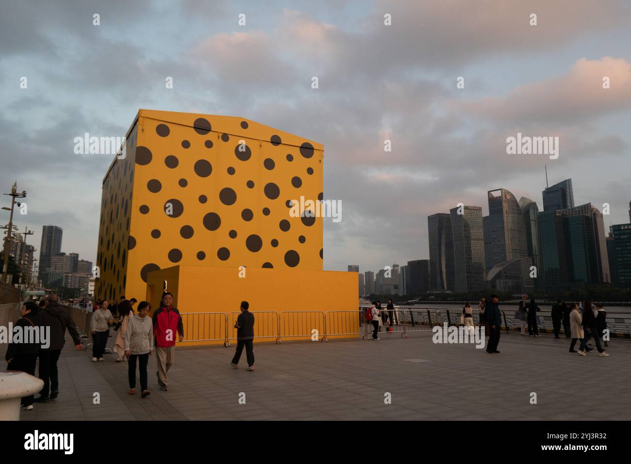 Yayoi Kusama's giant installation house is seen at the North Bund ...