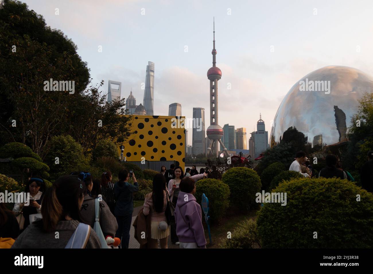 Yayoi Kusama's giant installation house is seen at the North Bund ...