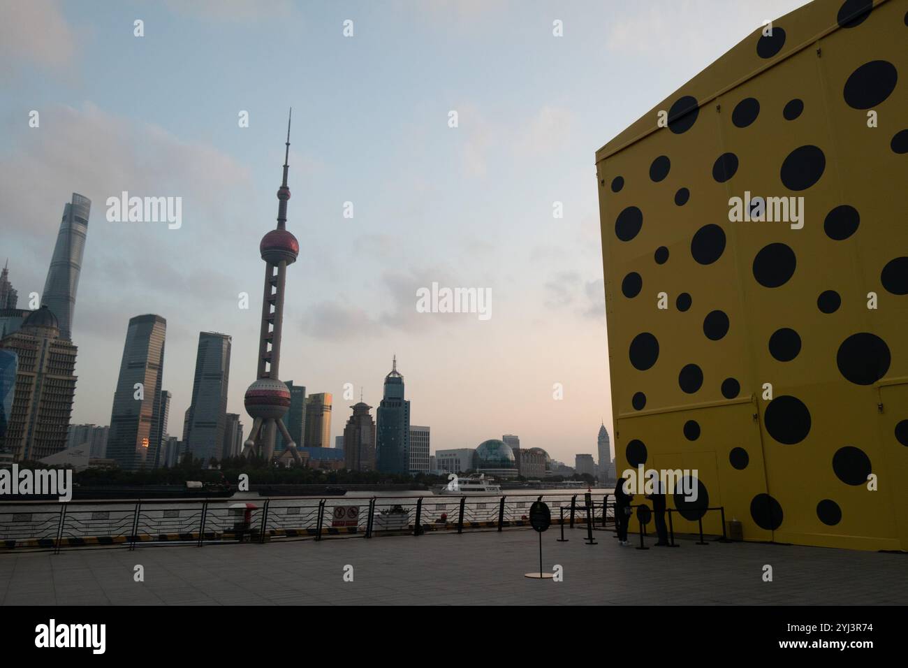 Yayoi Kusama's giant installation house is seen at the North Bund ...