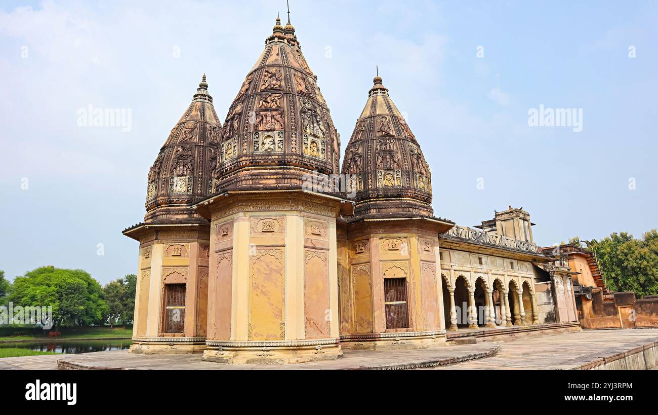 Carvings depicting human life and Hindu deities on the shikhara (spire ...