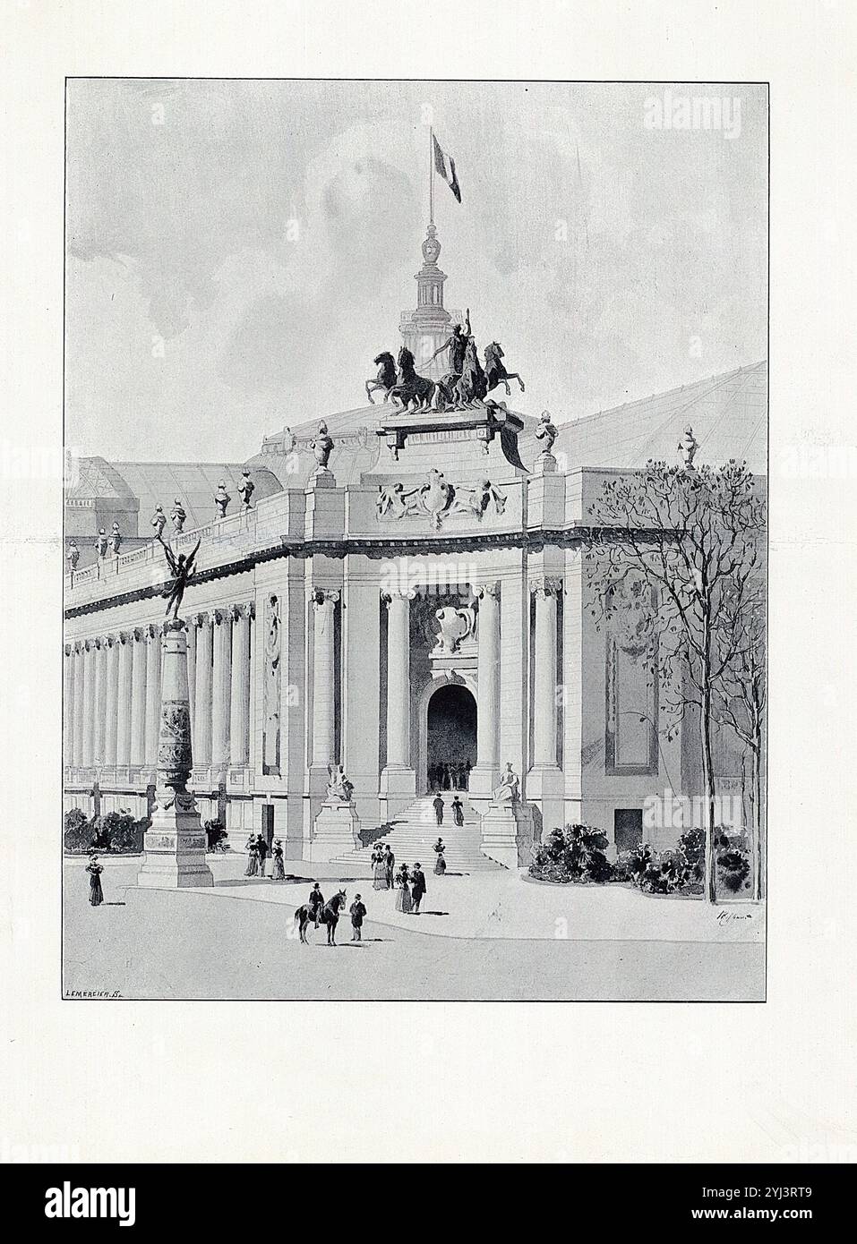 Vintage photo of Paris. Corner pavilion of the Great Palace of Fine ...