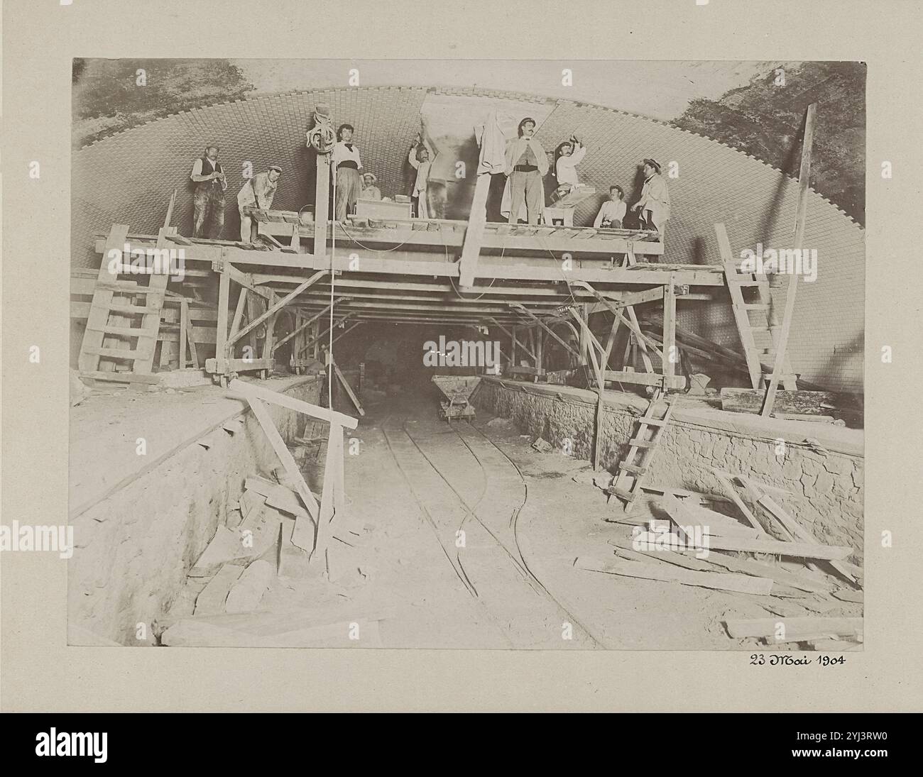 Vintage photo of Paris. Metro construction in Paris, Station Martin ...