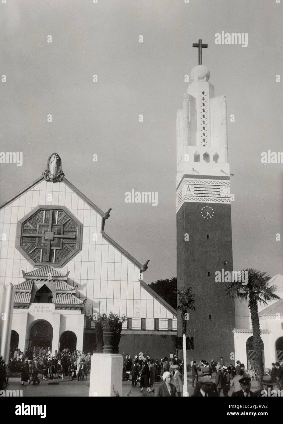 Vintage photo of Paris. Colonial Exhibition in Paris, Cathedral Mission ...