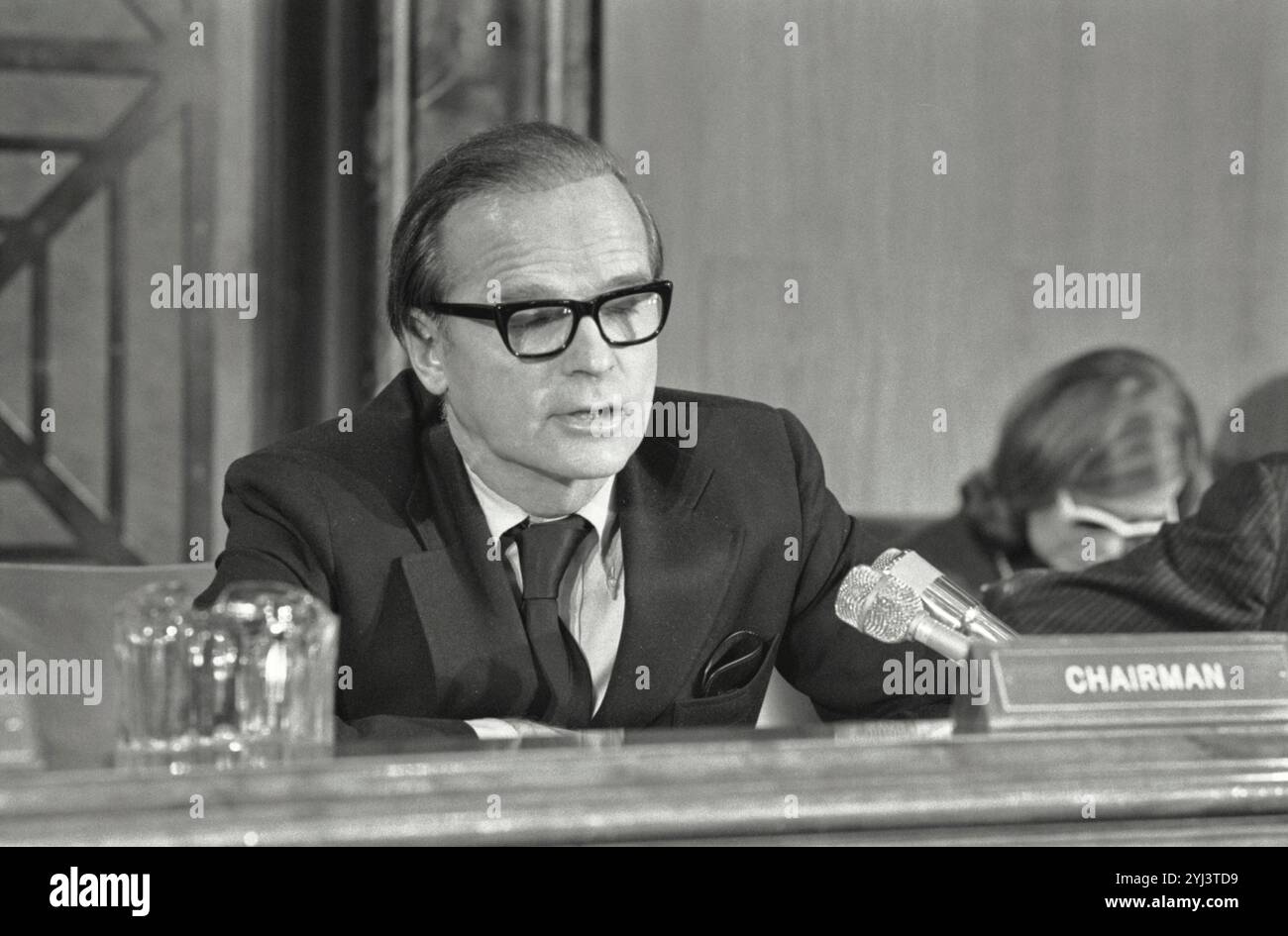 Alan Greenspan testifying before the House Senate Economic Committee ...