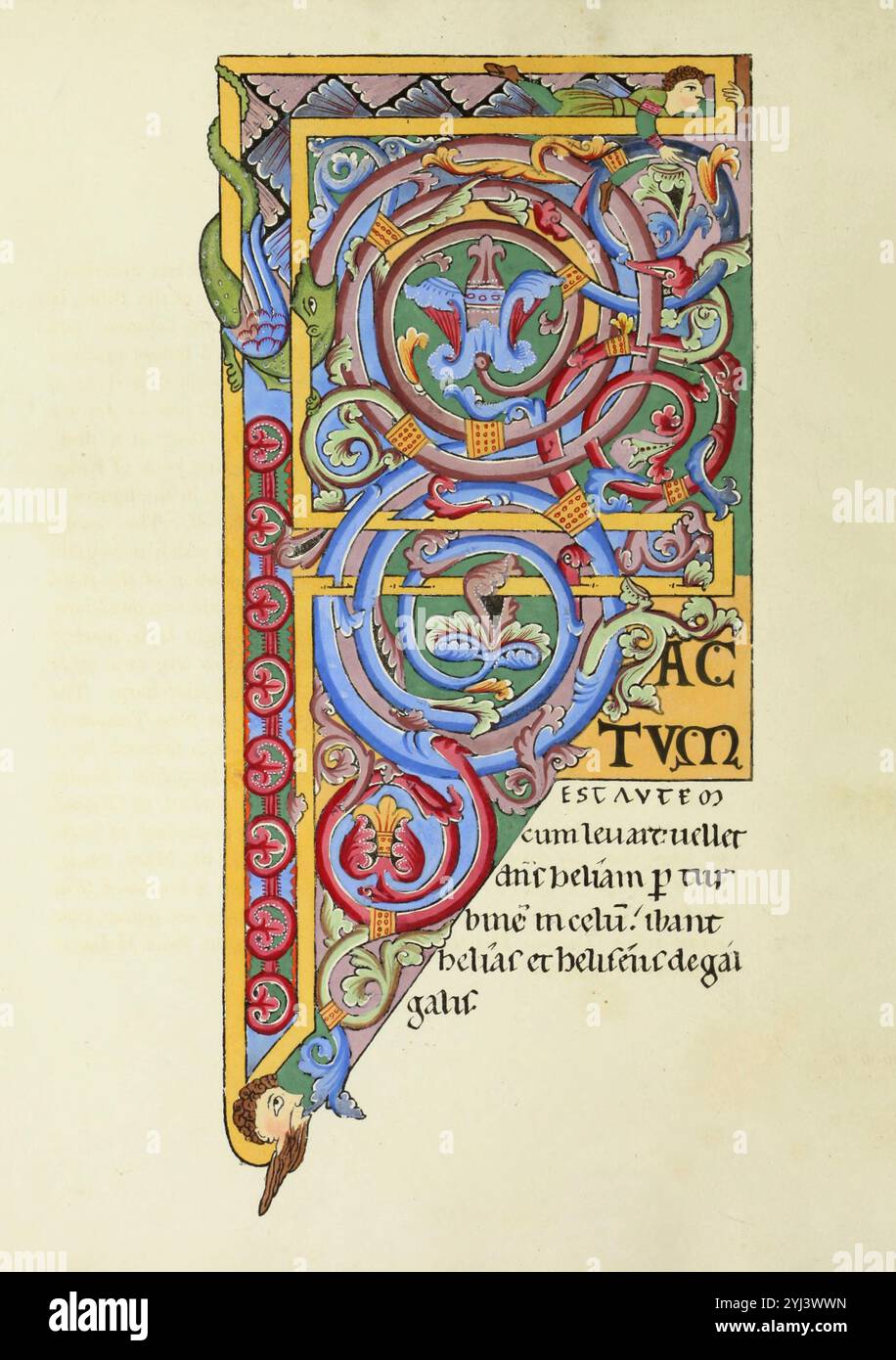 The manuscript of the Bible. The illuminated letters prefixed to each ...