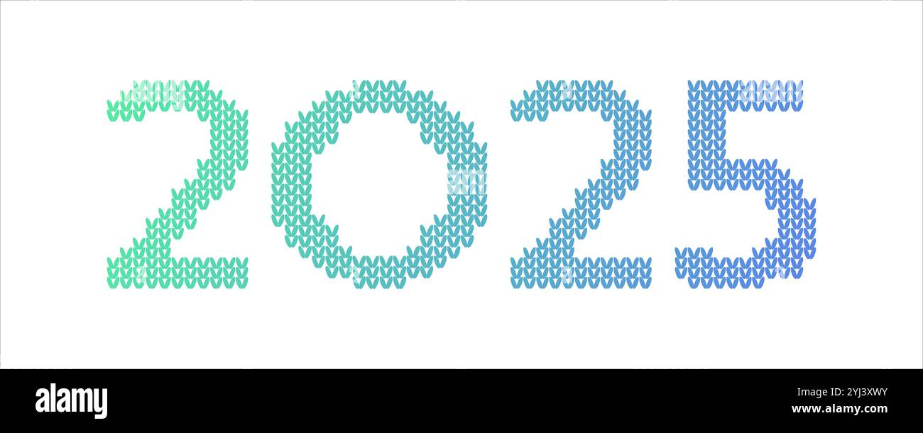 2025 number knit texture. Cozy design for decoration, sticker, banner ...