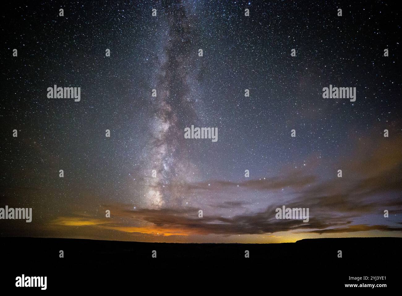 The Milky Way Galaxy shines above light pollution, southern Wyoming ...