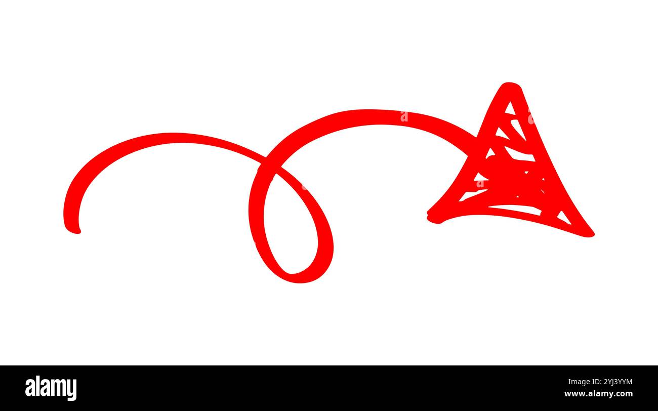 Scribble Curved Arrow Sign Hand Drawn Vector Mark Stock Vector Image ...