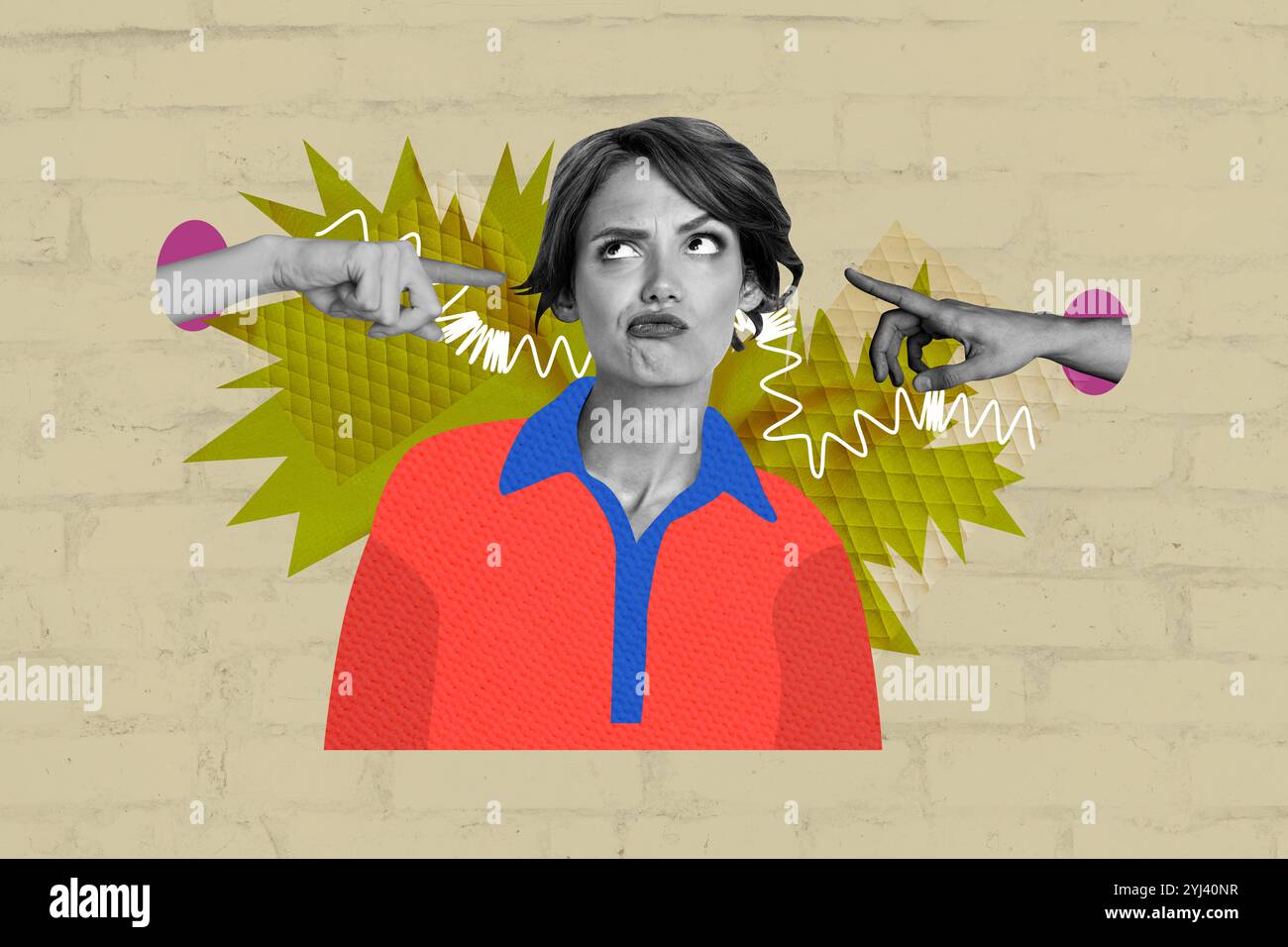 Composite trend artwork 3D sketch image photo collage of young lady ...