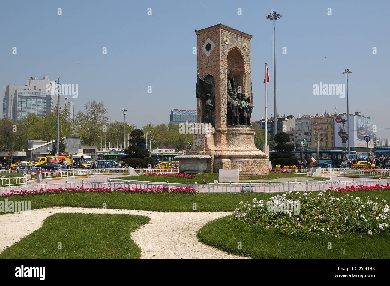 Square of Taskim and monument to the Republic in Istanbul, Turkey Stock ...
