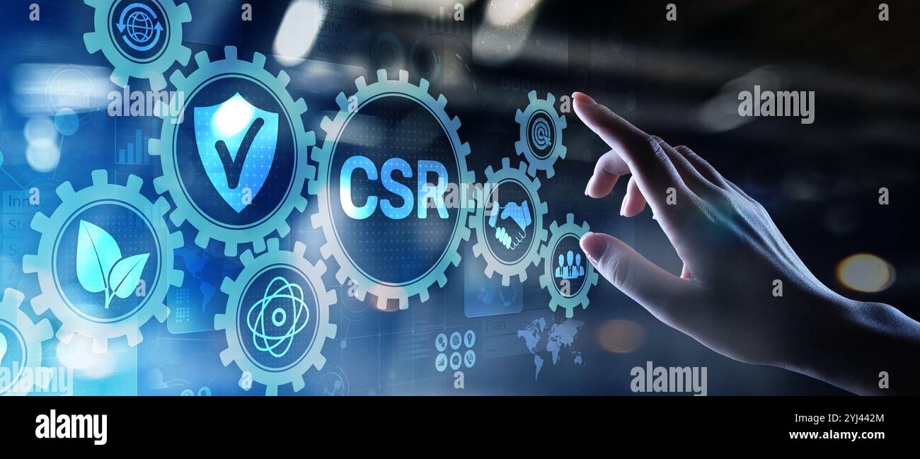 CSR Corporate social responsibility business technology concept on ...