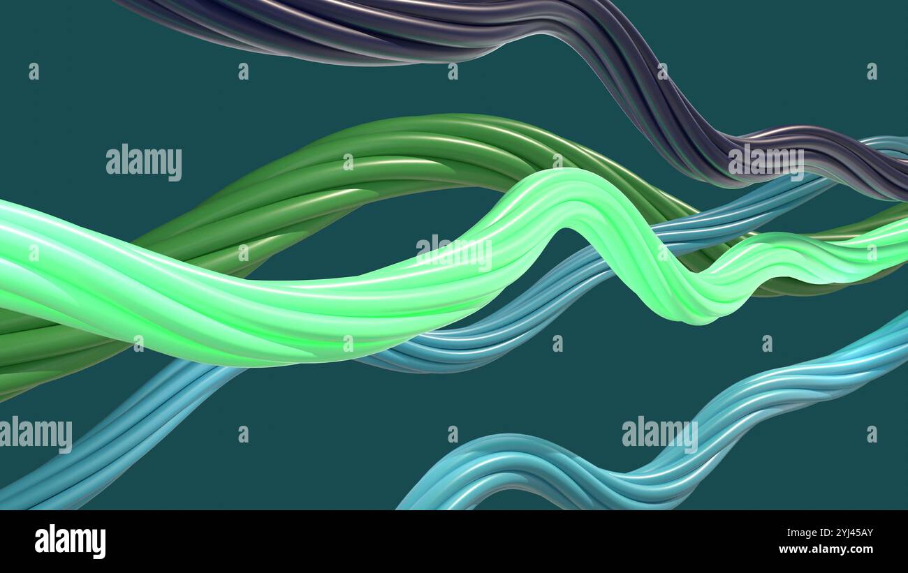 colorful wires 3d render. glowing bundled cables Stock Photo - Alamy