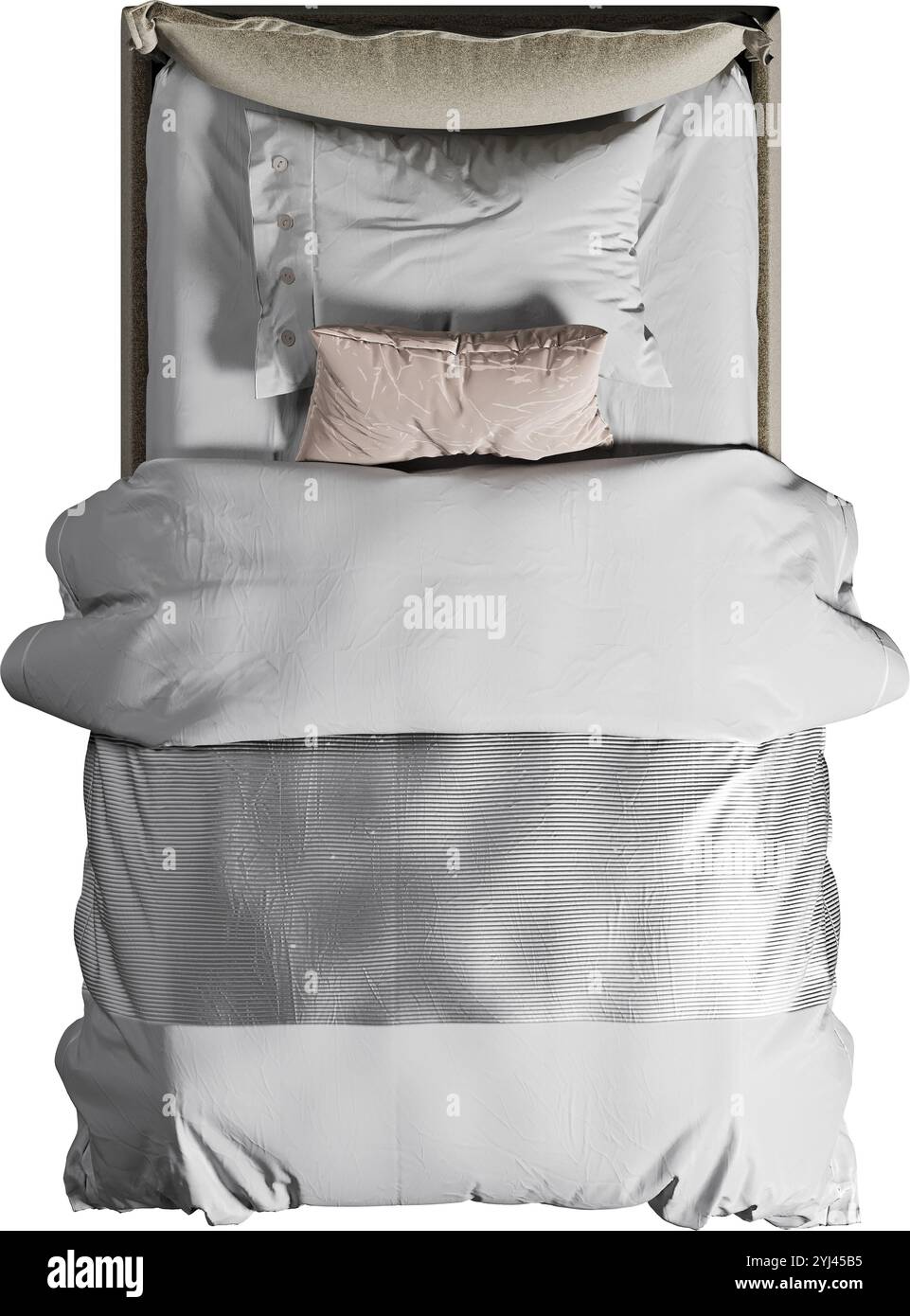 Top view of single bed with headboard Stock Photo - Alamy