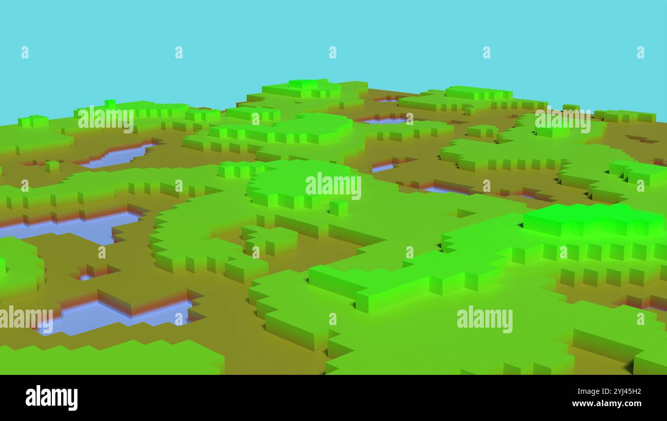 procedural terrain generation marsh. low poly 3d render Stock Photo - Alamy