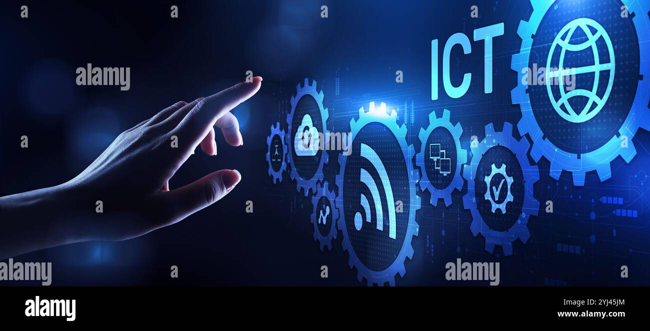 ICT Information communication technology internet concept on virtual ...