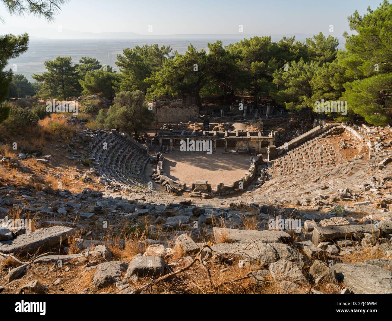 Priene Ruins. Priene ancient city theatre. Soke district, Aydin ...
