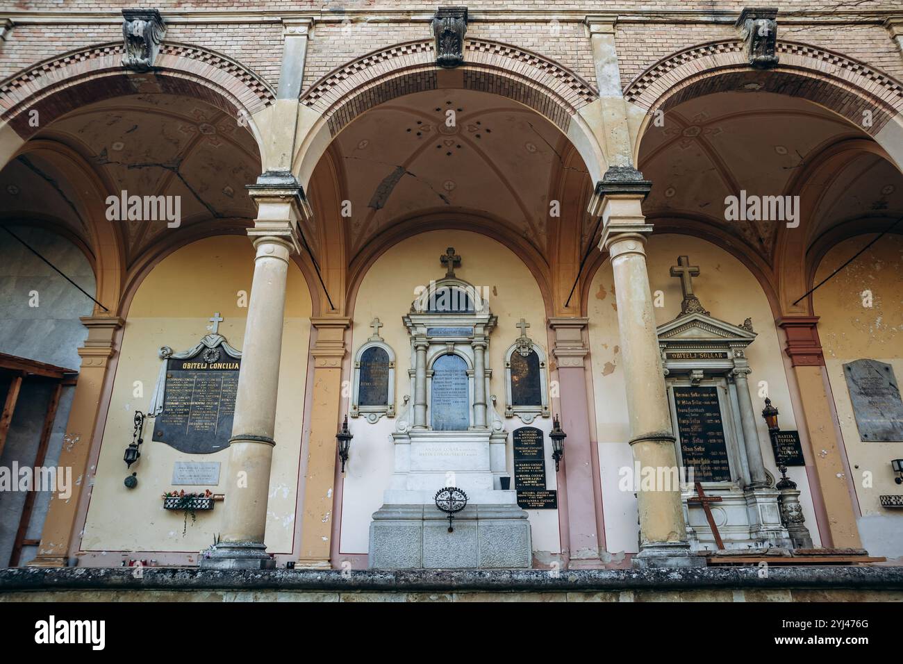 Zagreb, Croatia - August 15, 2024: Mirogoj Cemetery in Zagreb, one of ...