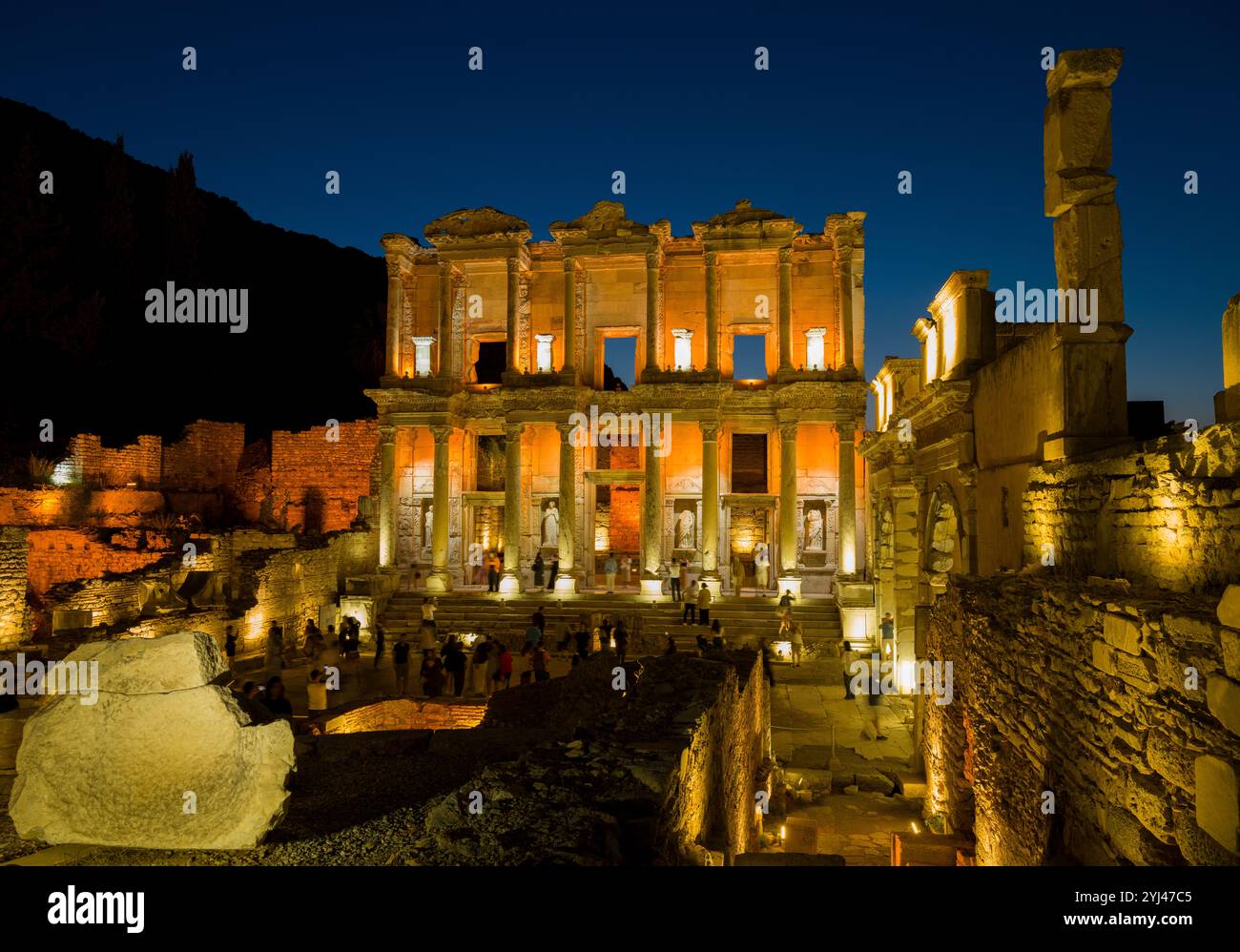 Library of celsus night hi-res stock photography and images - Alamy