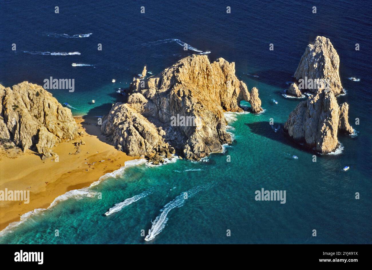 Lands End rocks, near Cabo San Lucas, from ultralight aircraft, Baja ...