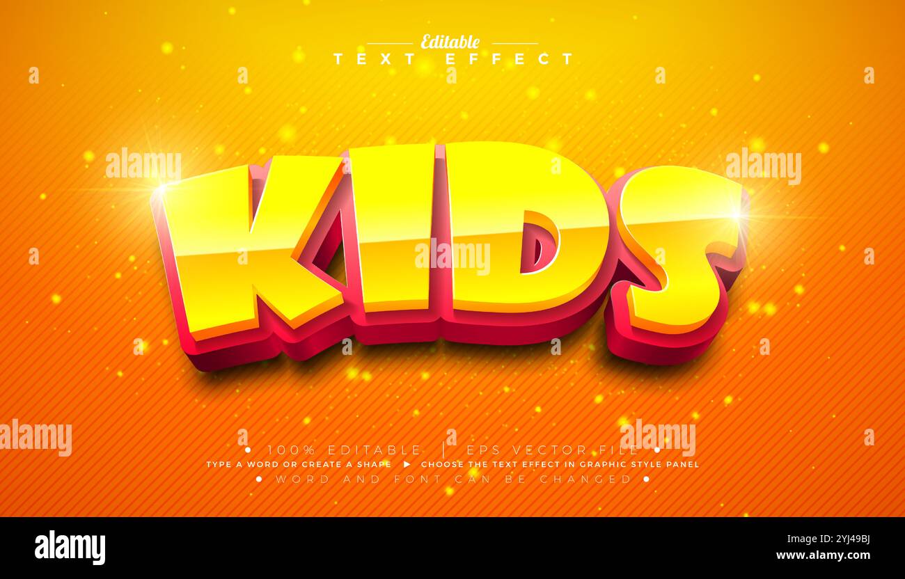 Kids 3D Text Effect Design Editable and Scalable Vector Graphic Style ...