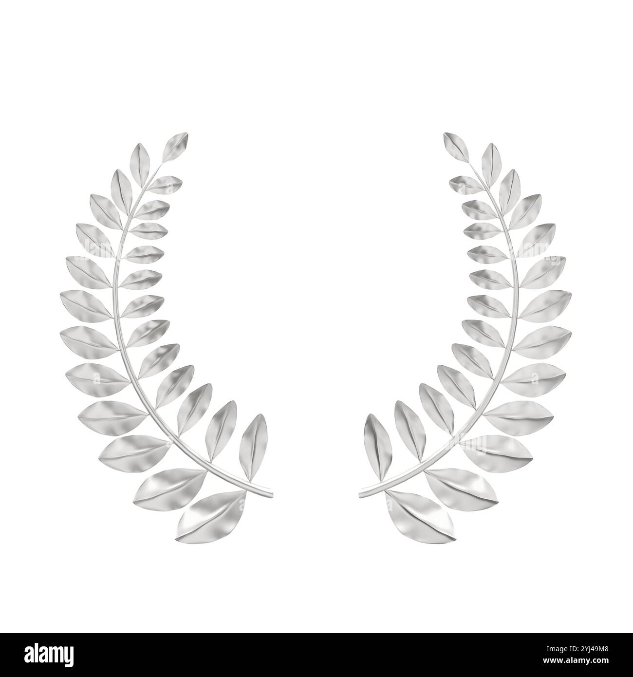 Silver laurel wreath forming a circle on transparent background Stock ...
