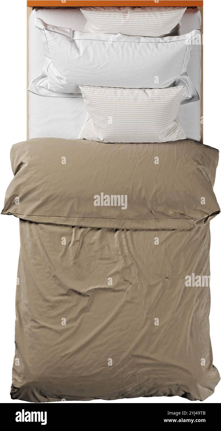Top view of single bed with headboard Stock Photo - Alamy