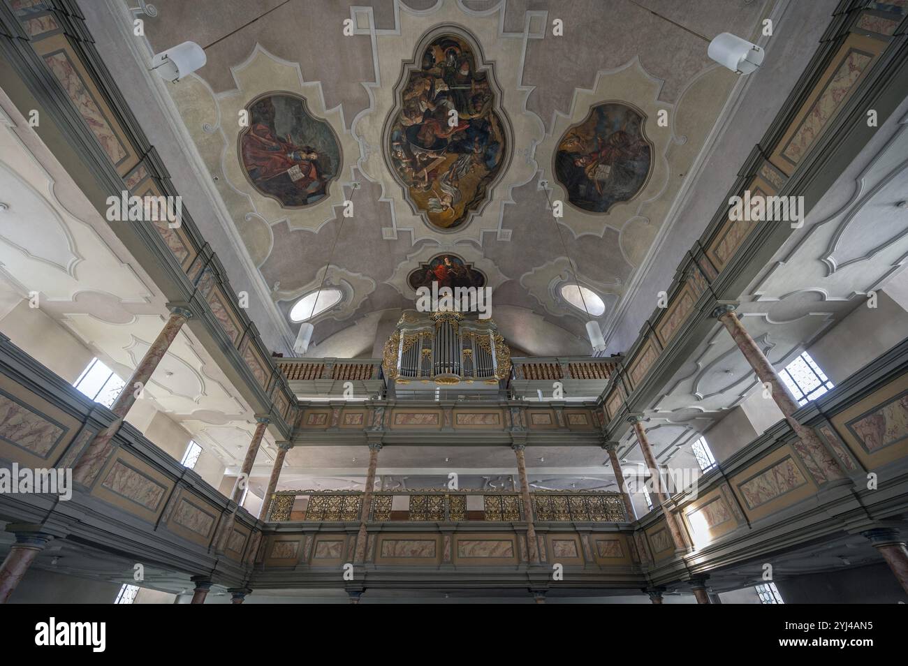 Organ loft, organ built in 1783 by Elias Hoessler, Protestant town ...