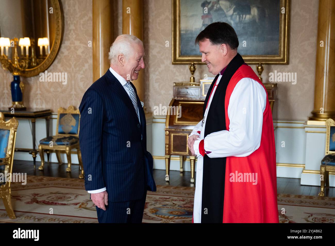 King Charles III holds an audience with Right Reverend Graham Usher ...