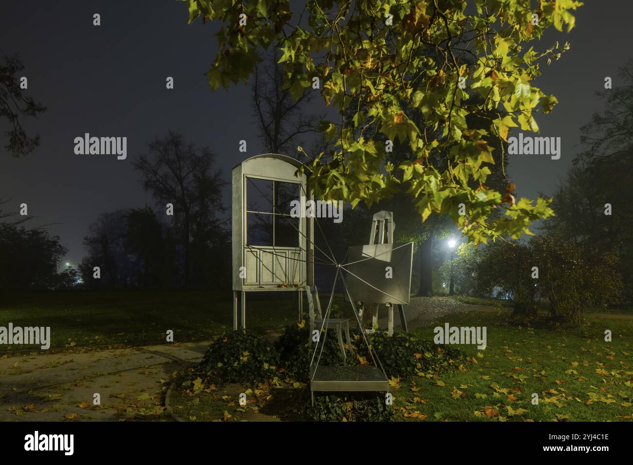 Dresden's old town shrouded in November fog. Bruehl's Garden. Caspar ...