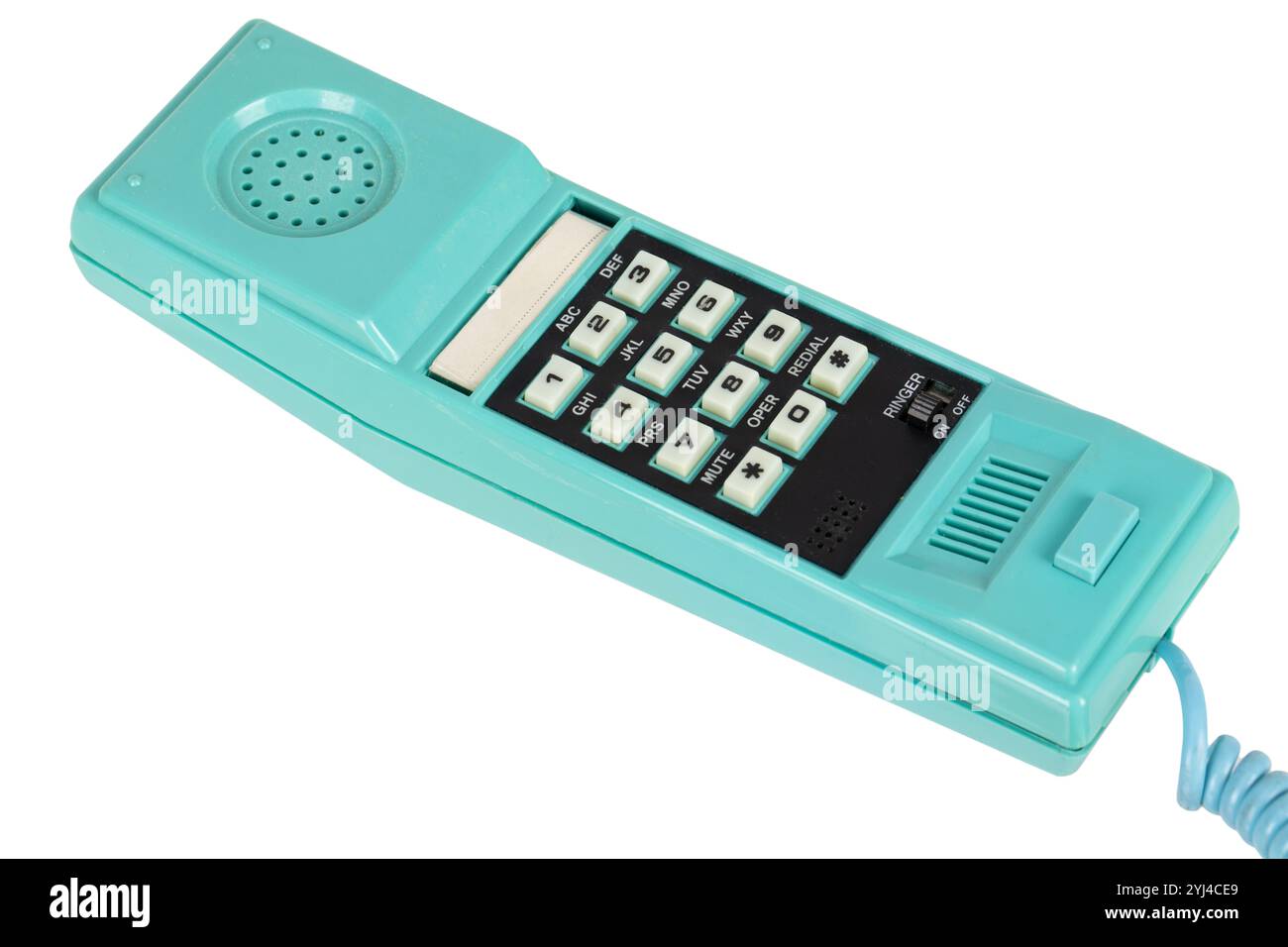 blue retro push-button phone isolated on white Stock Photo - Alamy